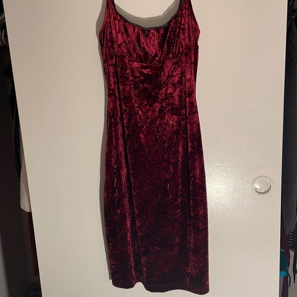 Dresses | Red Velvet Fur Material Side Medium Or Small | Poshmark